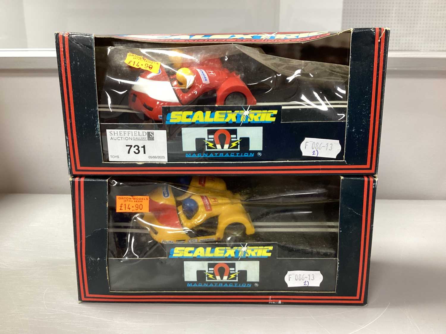 Lot 731 - Two Scalextric Slot Racing Motorbikes and