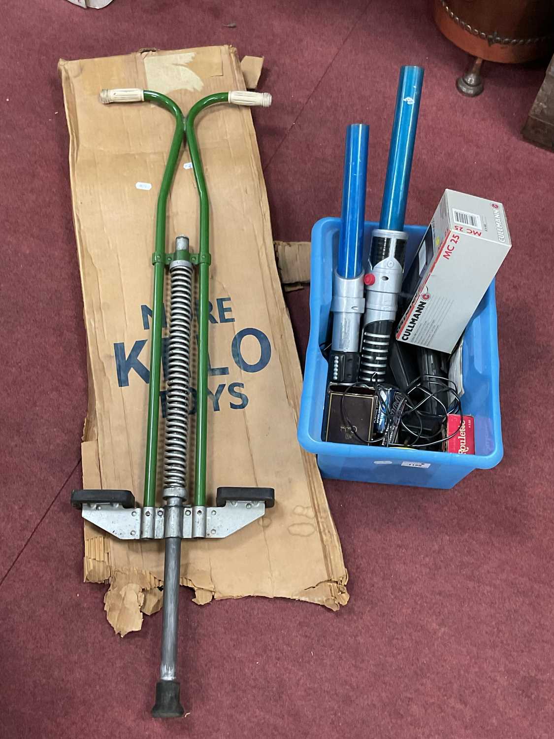 Lot 1158 - Kelo Pogo Stick, in box. Strand calculator,