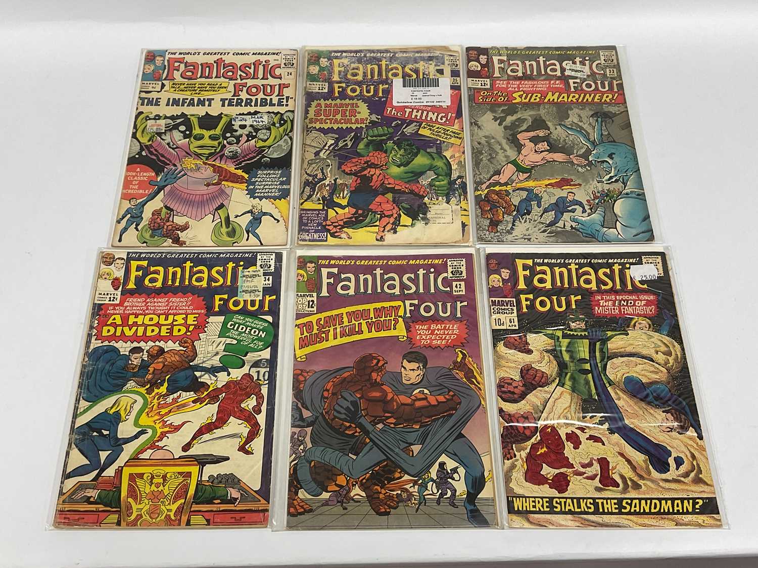 Lot 906 - Six Fantastic Four Comics by Marvel.