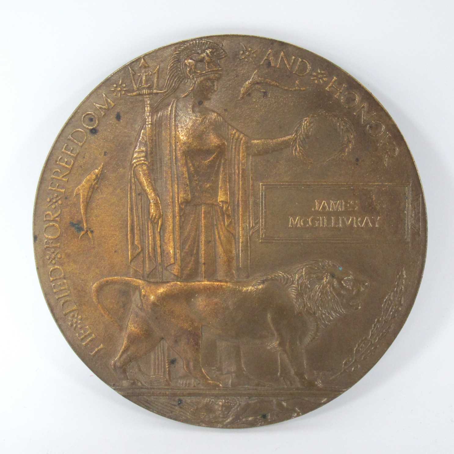 Lot 606 - WWI Memorial Plaque Death Penny