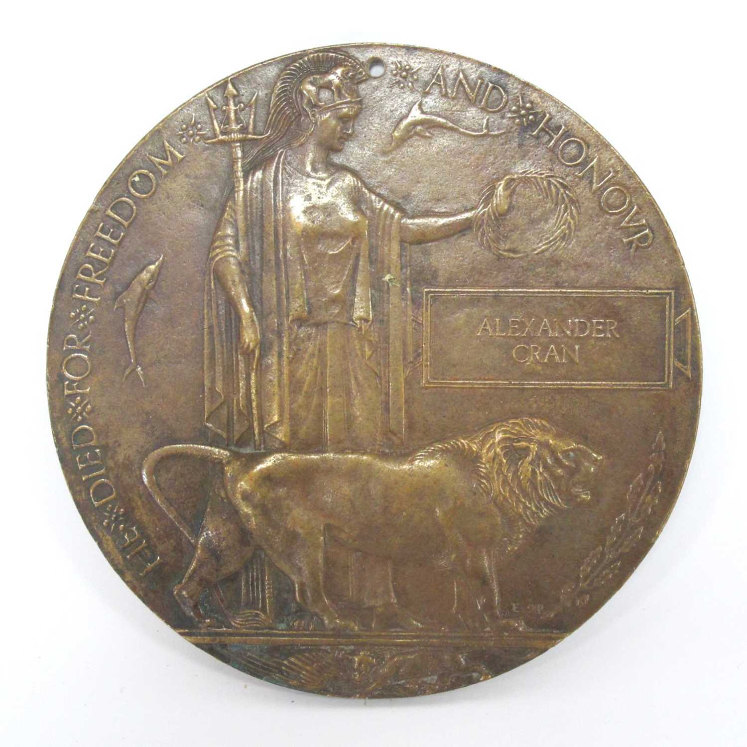 Lot 610 - WWI Memorial Plaque Death Penny