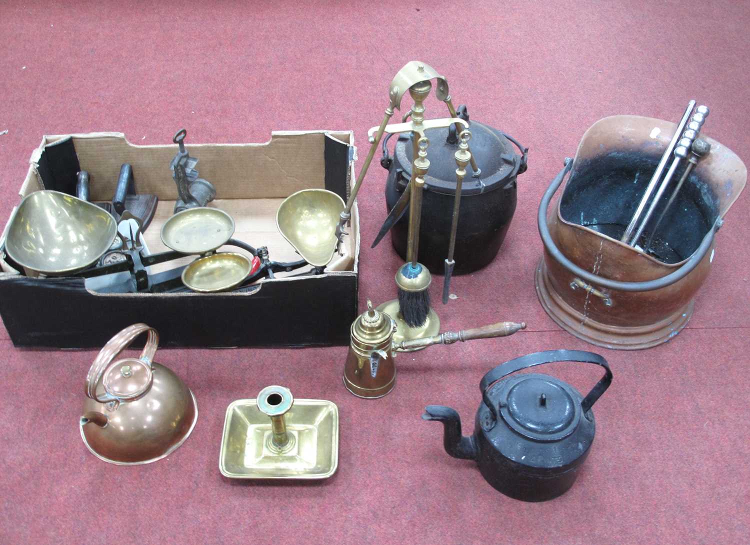 Lot 1473 - Cast Iron and Brass Weighting Scales and