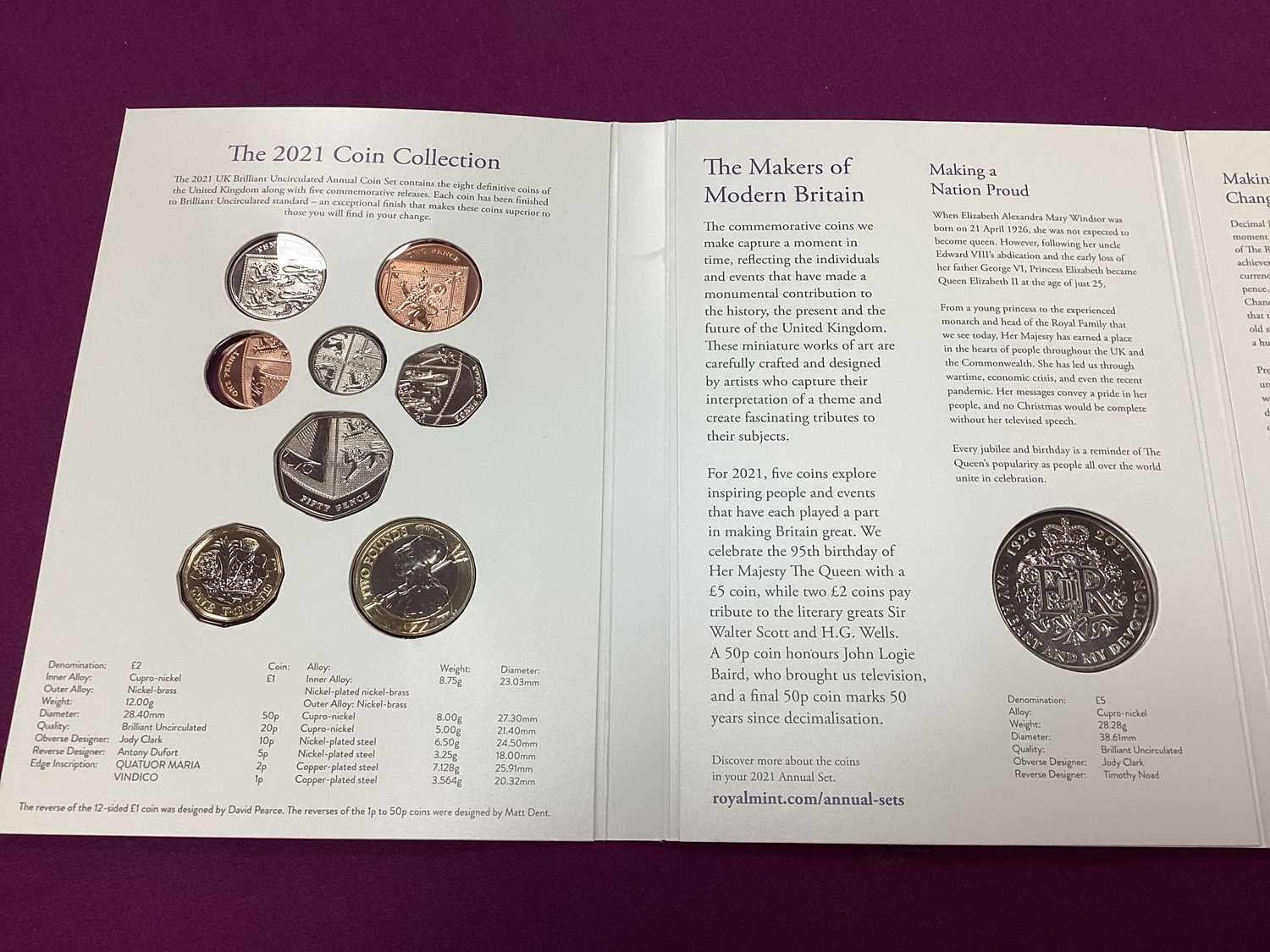 Lot 641 - 2021 UK Royal Mint Bunc Annual Coin Set,