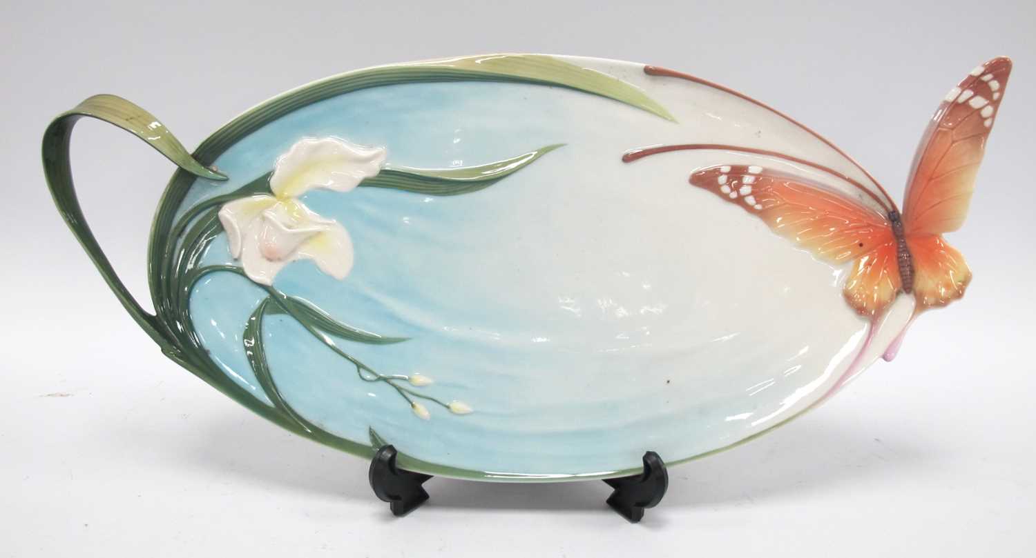 Lot 1233 - Franz Porcelain Butterfly Tray 44cm wide.