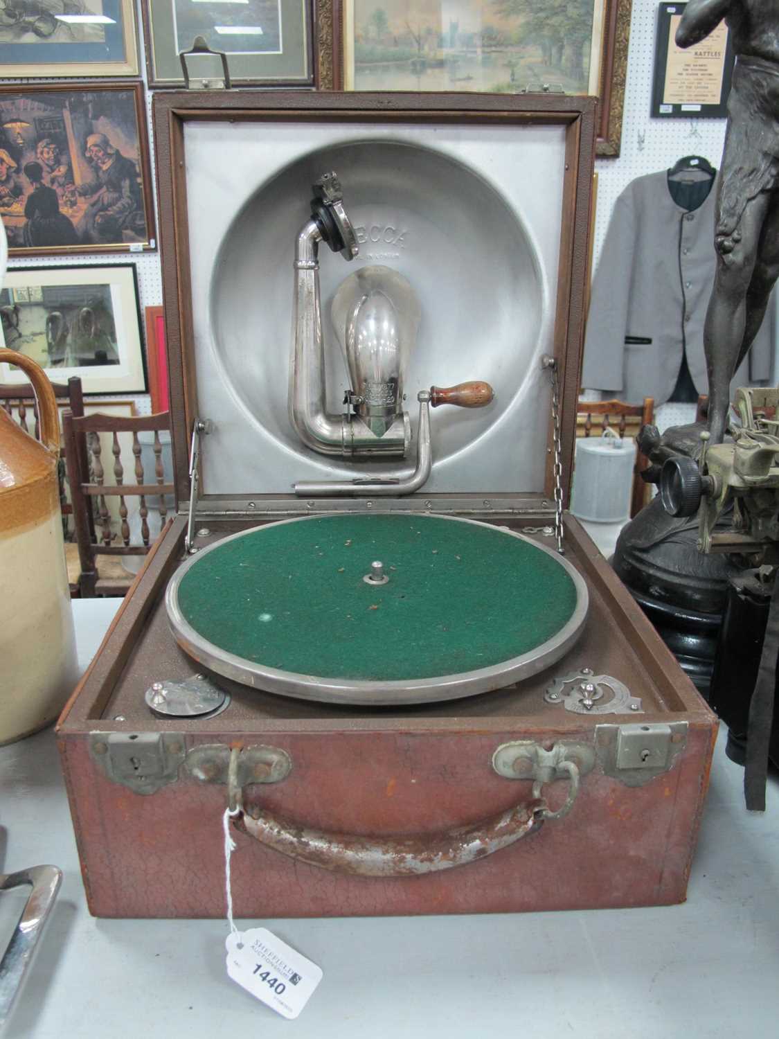 Lot 1440 - Decca Hand Crank Portable Gramophone in