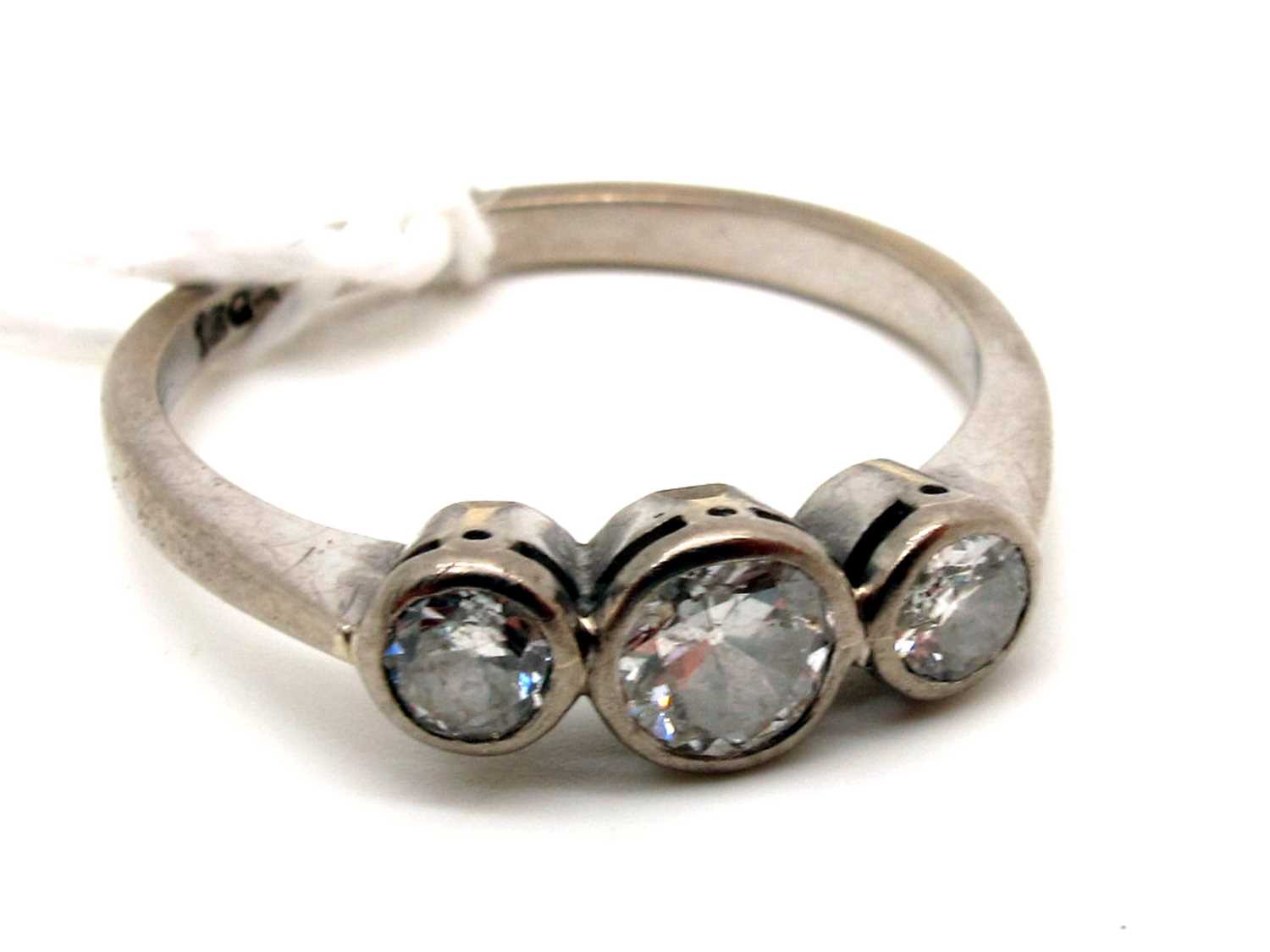 Lot 164 - A Modern Three Stone Diamond Ring, the