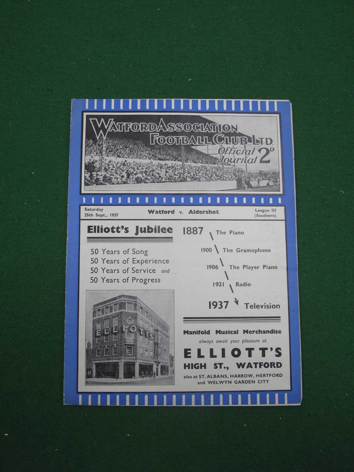 Lot 720 - 1937-8 Watford v.Aldershot Eight-Page