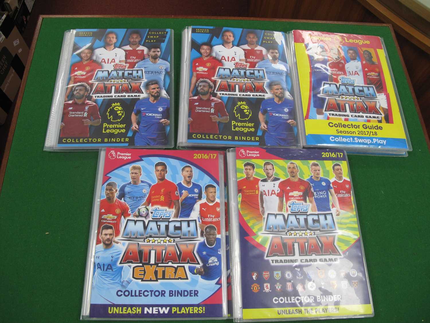 Lot 594 - Five Match Attax Football Card Binders, 2016-