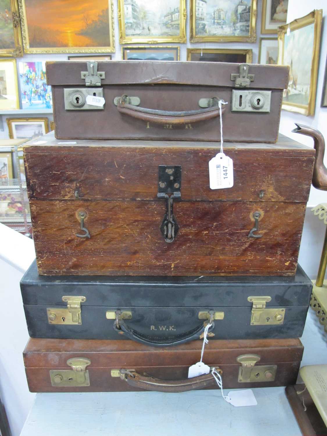 Lot 1447 - Two Brief Cases, a ladies' traveling case,